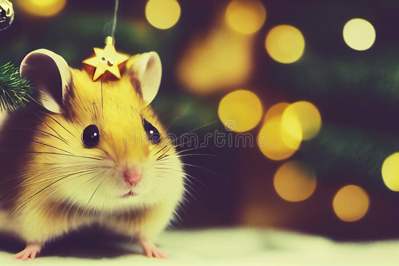 Cute Hamster with Christmas Gift. Ai Generated. Hamster Celebrating ...