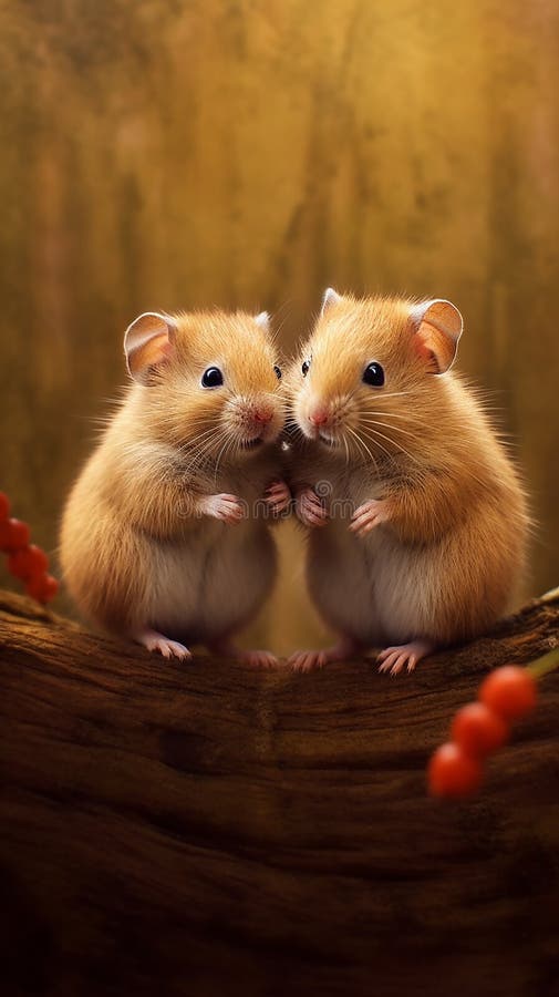Cute Hamster Couple, Huddled Together in Cute Scenery. Stock ...