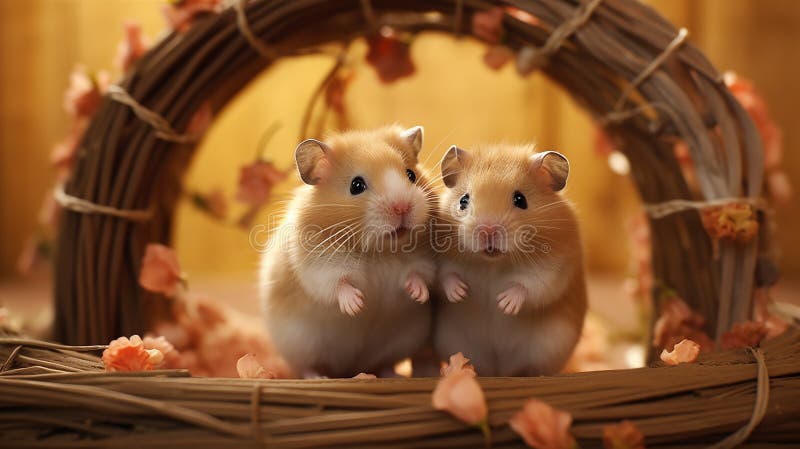 Cute Hamster Couple, Huddled Together in Cute Scenery. Stock ...