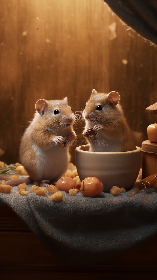 Cute Hamster Couple, Huddled Together in Cute Scenery. Stock ...