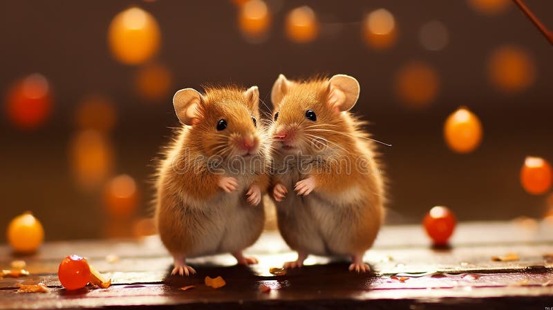 Cute Hamster Couple, Huddled Together in Cute Scenery. Stock ...