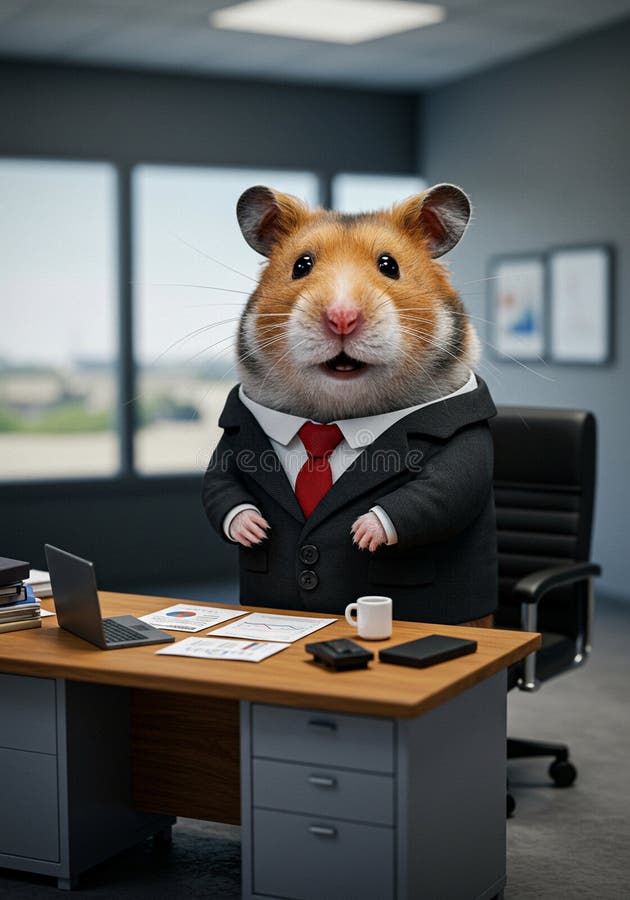 CEO Hamster in his Office stock illustration. Illustration of manager ...