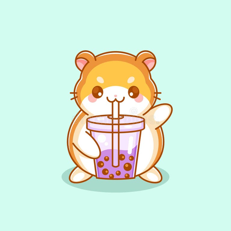 Cute Hamster Drinking Bubble Tea Cartoon Stock Vector - Illustration of ...