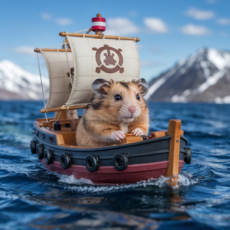 Cute Hamster Exploring in a Mini Sailing Boat Stock Image - Image of ...