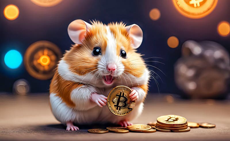 Cute Hamster Grabs Cryptocurrency. Cryptocurrency Successful Hamster ...