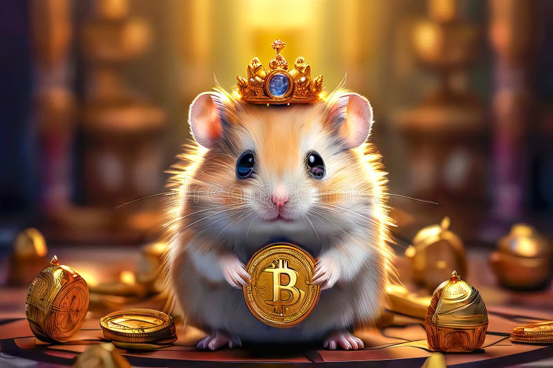 Cute Hamster Grabs Cryptocurrency. Cryptocurrency Successful Hamster ...