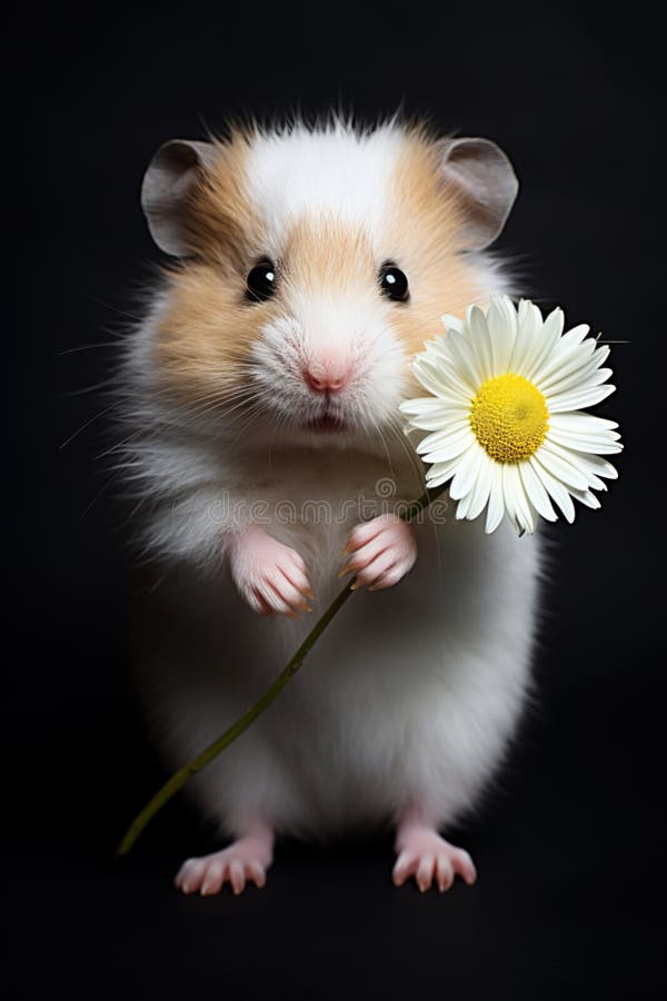 Cute Hamster Holding a Spring Flower. Generative AI Stock Illustration ...