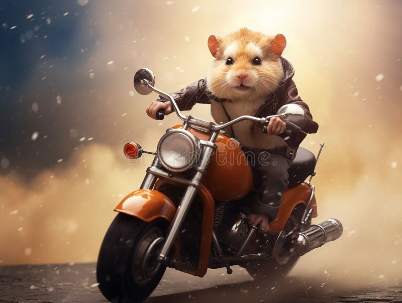 Cute Hamster on Motorcycle Rides in Park Stock Illustration ...