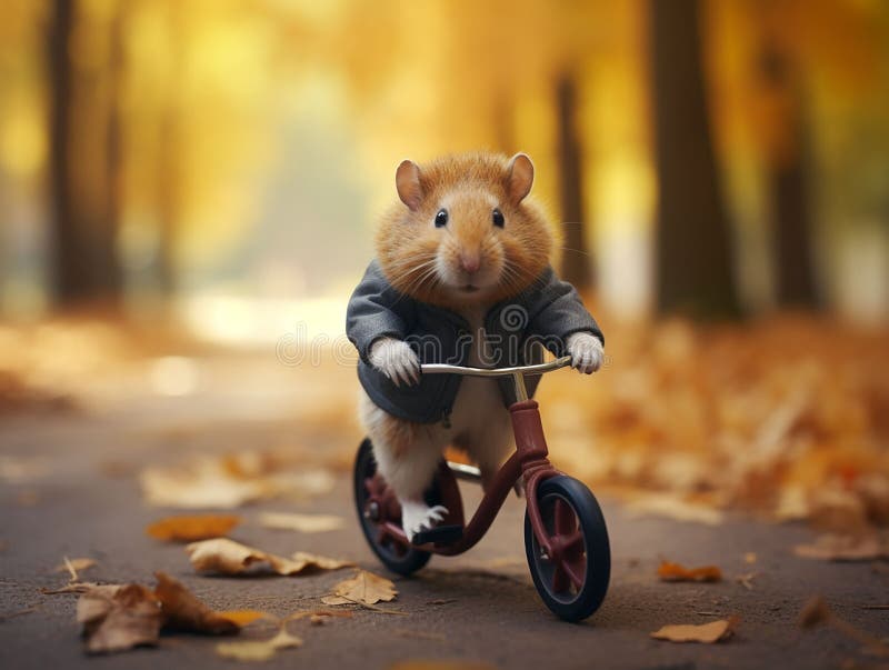 Cute Hamster on Motorcycle Rides in Park Stock Illustration ...