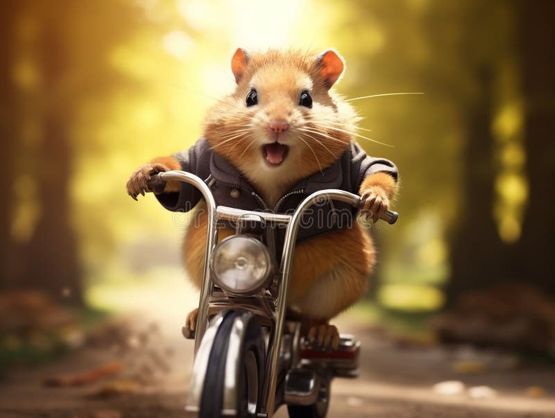 Hamster on Motorcycle, Generative AI Illustration Stock Illustration ...
