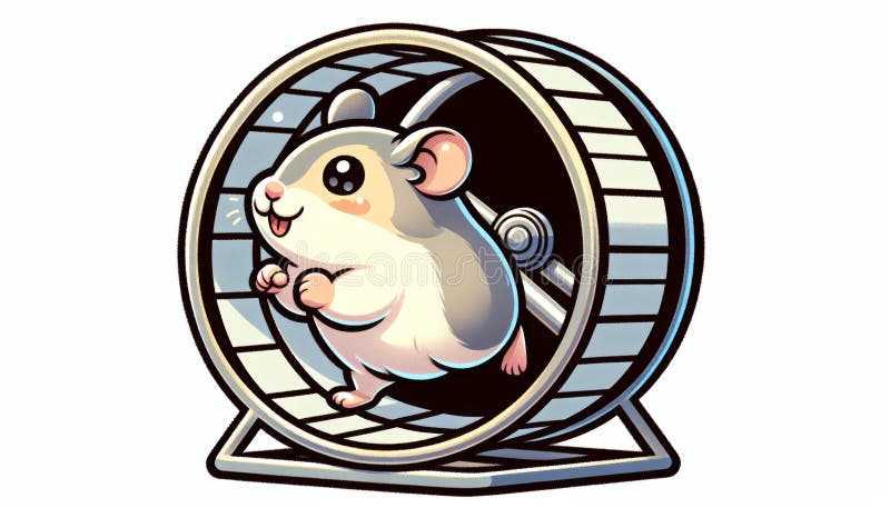 Cute Hamster Running in Wheel Illustration Stock Illustration ...