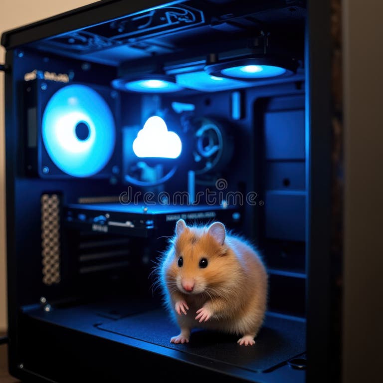 Hamster in Computer Case Generative AI Stock Illustration ...