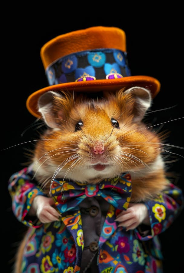 Cute Hamster in Suit and Hat. Create an Intriguing Portrait of a ...