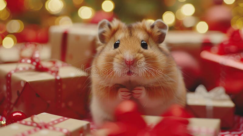Cute Hamster Celebrating Christmas Stock Illustration - Illustration of ...