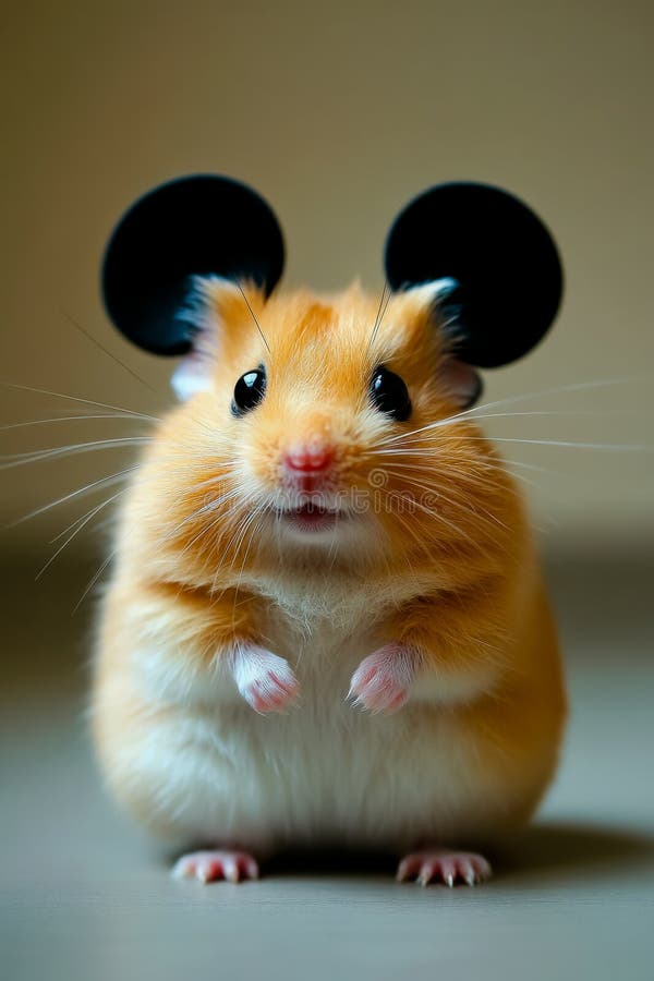 Cute Hamster Wearing Mouse Ears, with the Classic Black Circular Ears ...