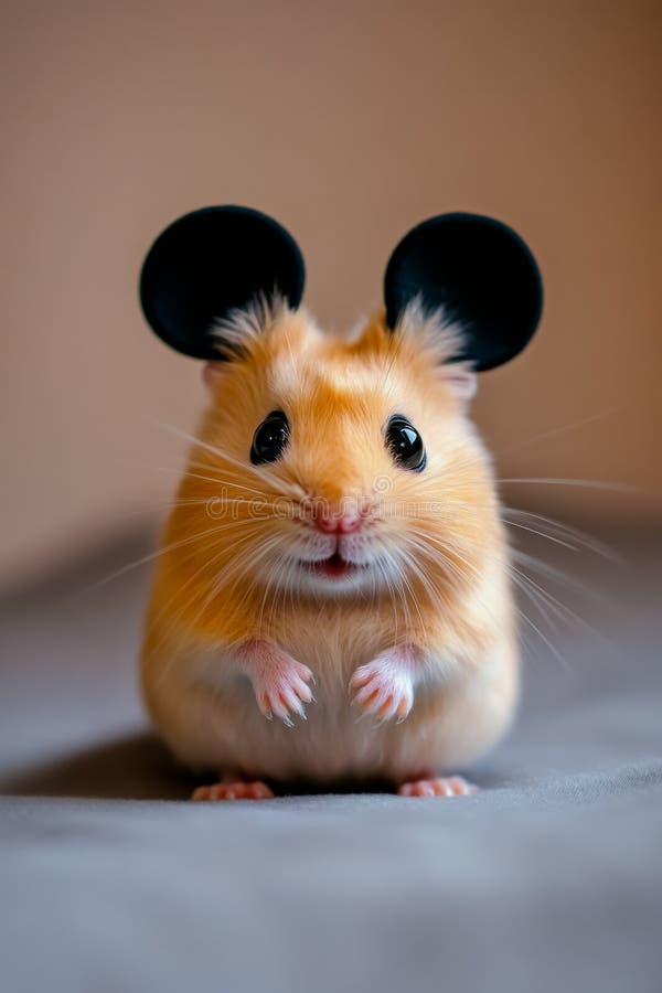 Cute Hamster Wearing Mouse Ears, with the Classic Black Circular Ears ...