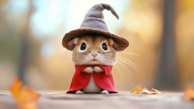 Cute Hamster Wizard in Autumn Stock Illustration - Illustration of ...