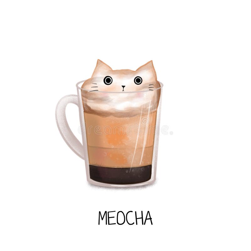 Cute Hand Draw Illustration with Coffee Looking Like Cat Stock Image ...
