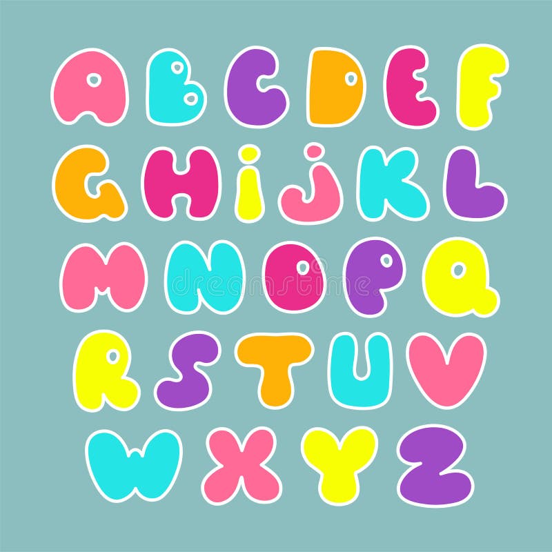 Cute Hand Drawn Alphabet. Vector Funny Comics Font. Stock Vector ...