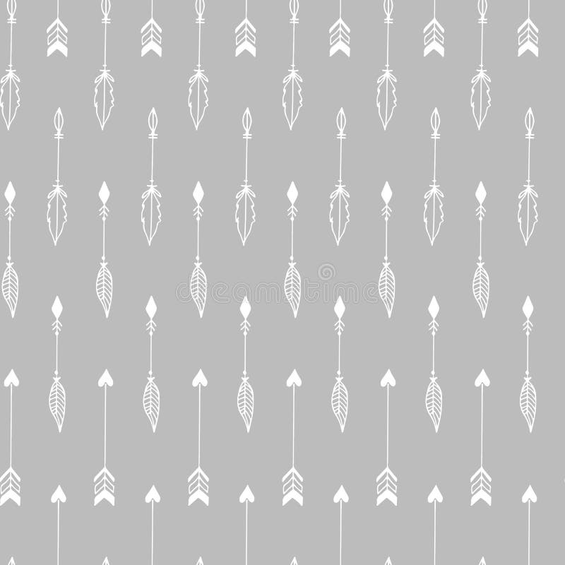 Cute Hand Drawn Arrows Seamless Pattern. Vector Illustration in Boho ...