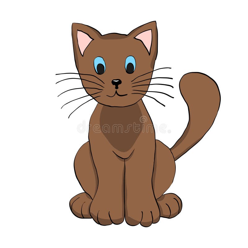 Cute Hand Drawn Brown Cat. Vector Illustration Stock Vector ...