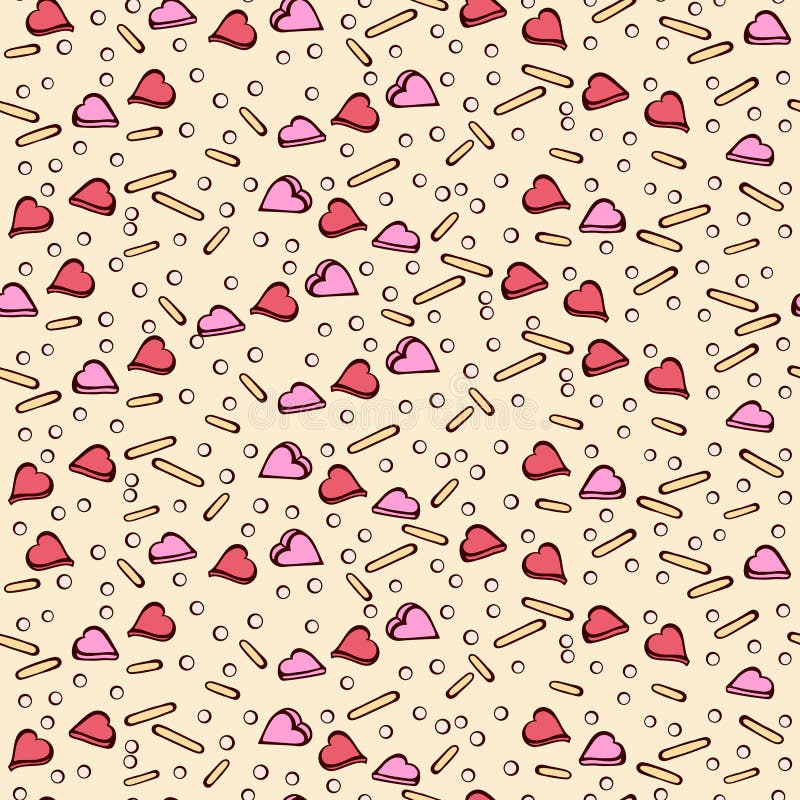 Cute Hand Drawn Cake Sprinkle Sweets. Vector Desserts Seamless Pattern ...