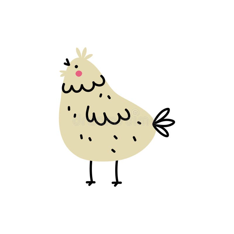 Cute Hand Drawn Chicken. Simple Vector Illustration in Doodle Style ...