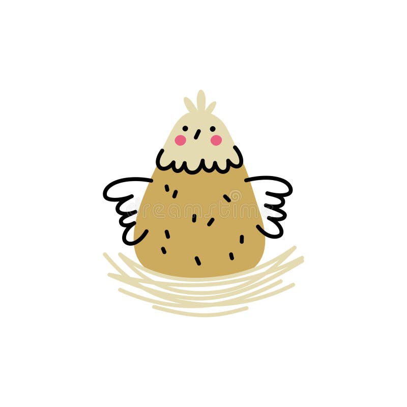Cute Hand Drawn Chicken. Simple Vector Illustration in Doodle Style ...