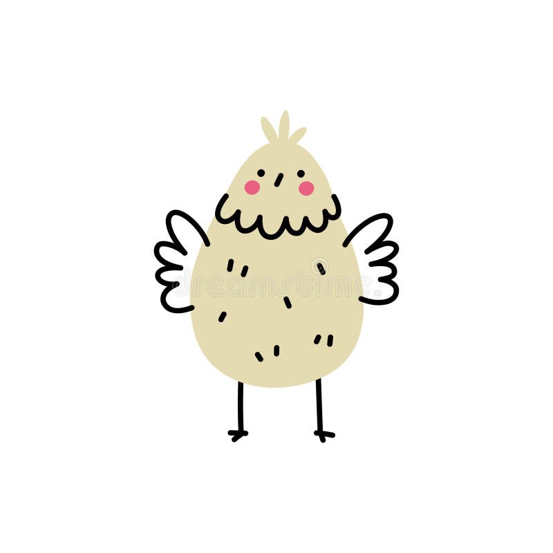 Cute Hand Drawn Chicken. Simple Vector Illustration in Doodle Style ...