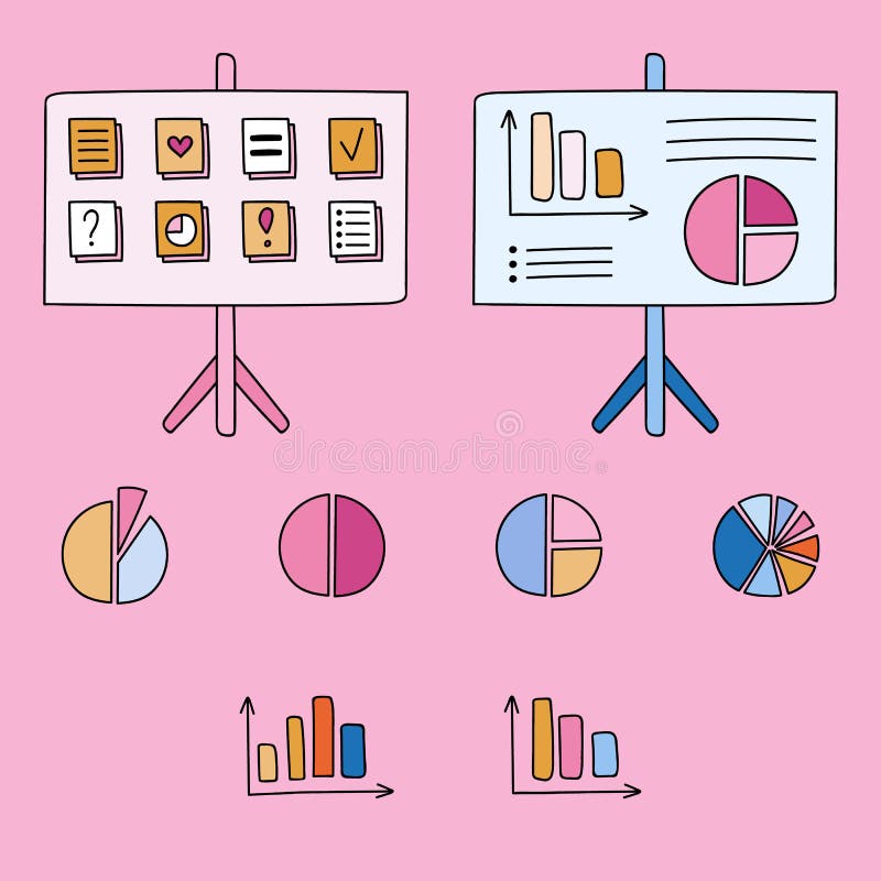 Cute Hand Drawn Clipart Set of Chart, Diagram, Flipchart. Infographic ...