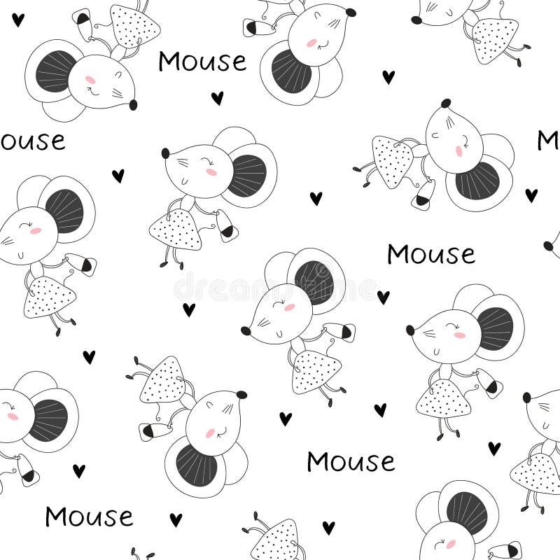 Cute Hand Drawn Doodle Mouse Seamless Pattern Stock Vector ...