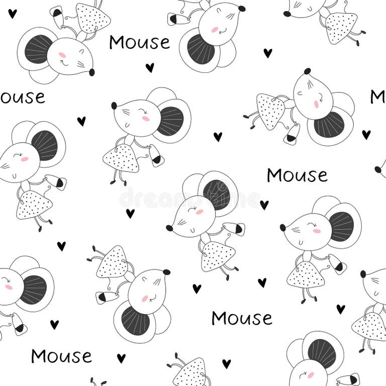 Cute Hand Drawn Doodle Mouse Seamless Pattern Stock Vector ...