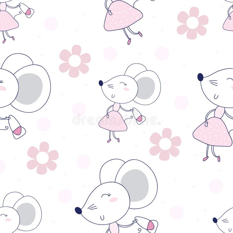 Cute Hand Drawn Doodle Mouse Seamless Pattern Stock Vector ...