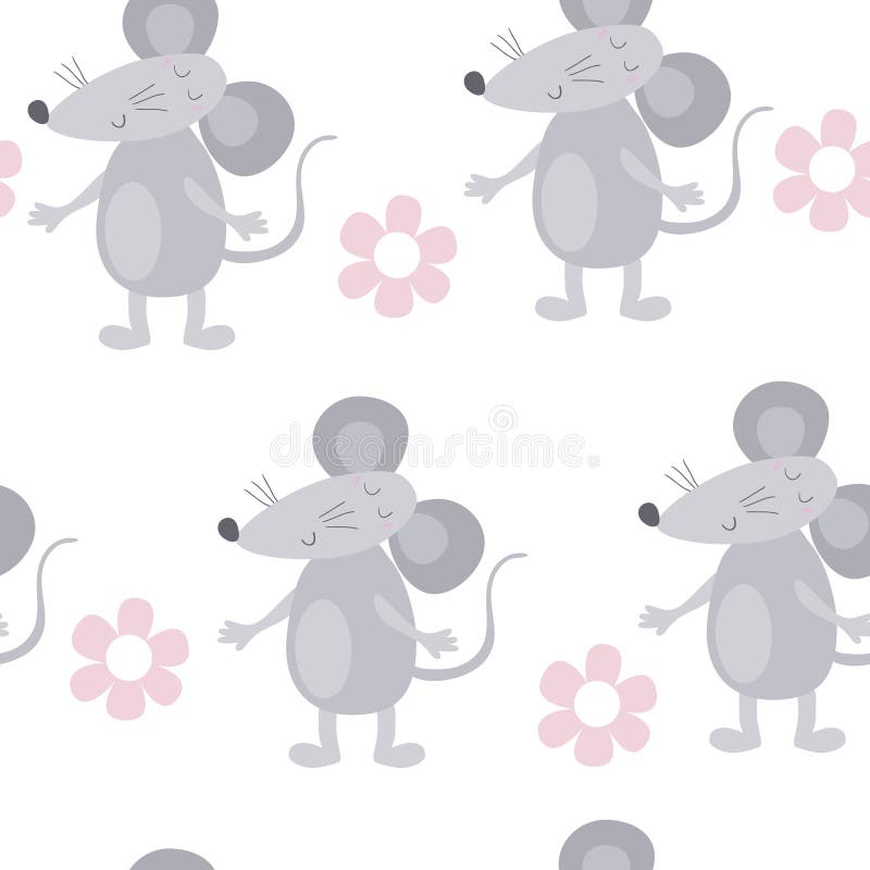 Cute Hand Drawn Doodle Mouse Seamless Pattern Stock Vector ...