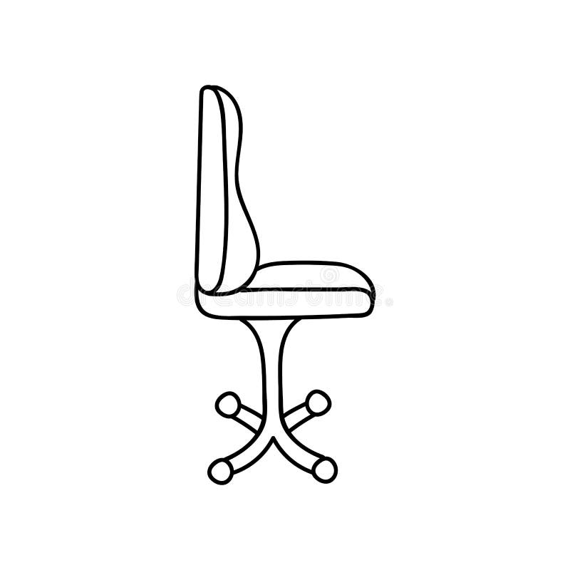 Cute Hand Drawn Doodle Office Chair with Comfortable and Soft Back with ...
