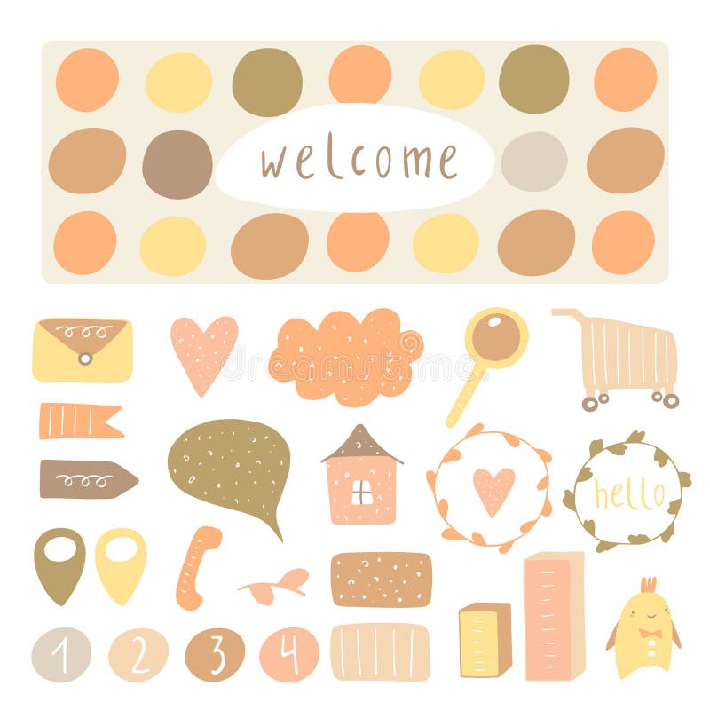 Cute Hand Drawn Doodle Signs, Objects, Banners Stock Vector ...