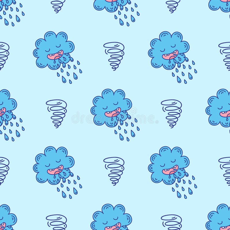 Cute Endless Doodle Weather Pattern Stock Vector - Illustration of ...