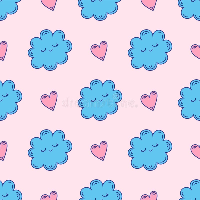 Cute Endless Doodle Weather Pattern Stock Vector - Illustration of ...