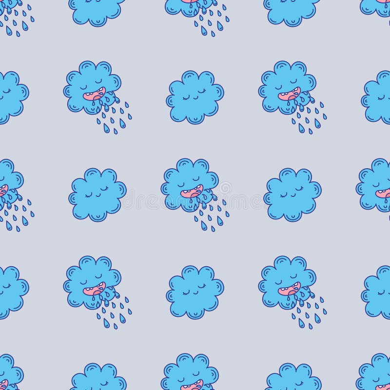 Cute Endless Doodle Weather Pattern Stock Vector - Illustration of ...