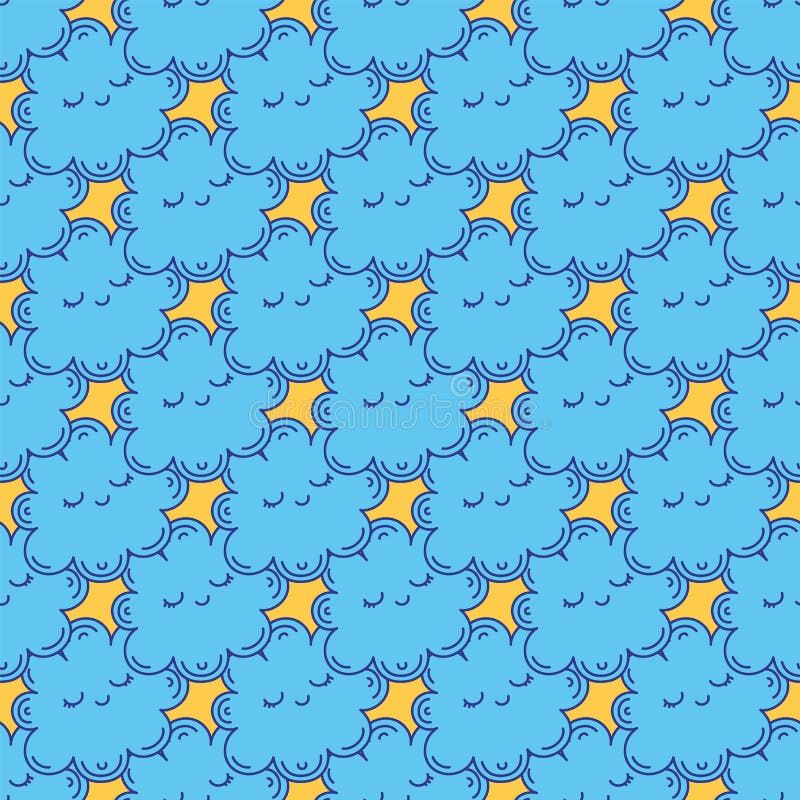 Cute Endless Doodle Weather Pattern Stock Vector - Illustration of ...