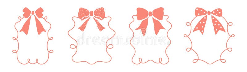Cute Hand Drawn Frames with Bows and Ribbons Stock Illustration ...