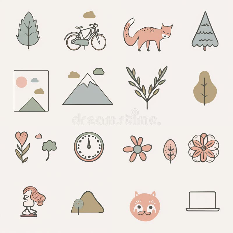 Cute Handdrawn Icons for Design Projects Stock Illustration ...