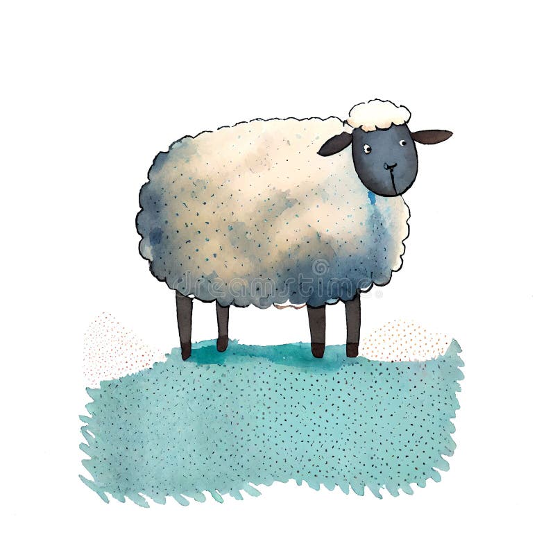 Cute Hand-drawn Illustration of a Sheep Stock Illustration ...