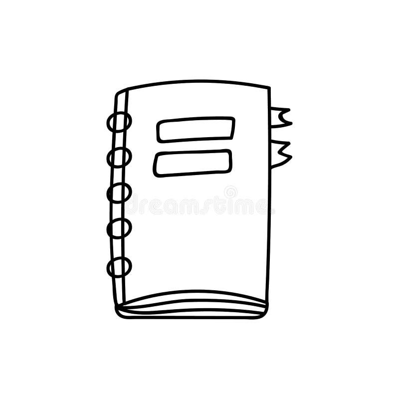 Cute Hand Drawn Isolated Doodle Ring Notebook with Bookmarks, Notepad ...