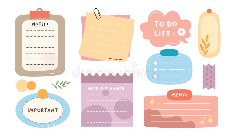 Cute Hand Drawn Journal, Notepad, Planner Label, Paper Sheet, Sticky ...