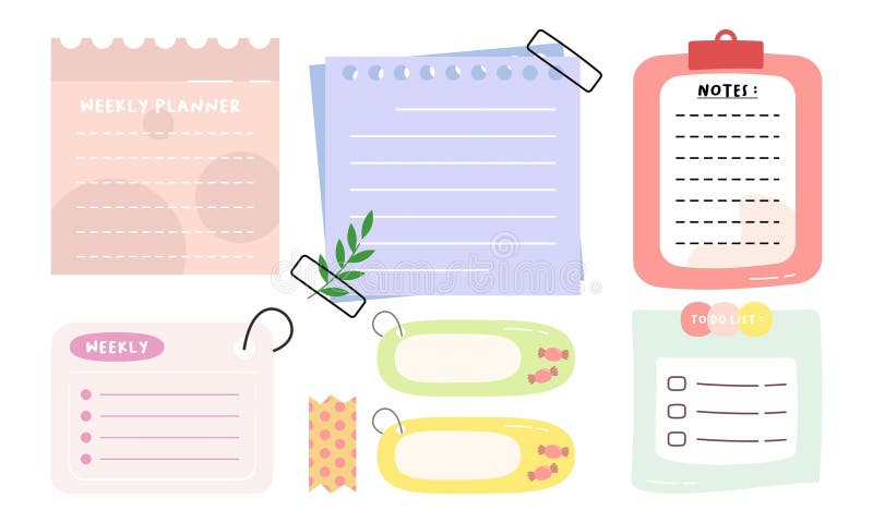 Hand Drawn Notebook Label Set Vector Illustration. Stock Vector ...
