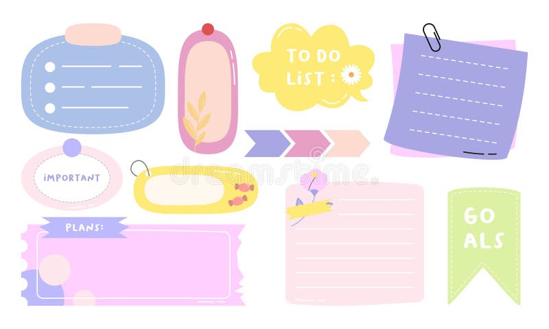 Cute Hand Drawn Journal, Notepad, Planner Label, Paper Sheet, Sticky ...