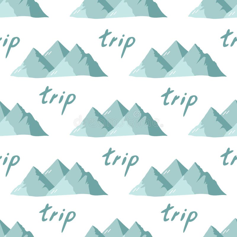 Cute Hand Drawn Mountains Seamless Pattern. Flat Vector Illustration ...