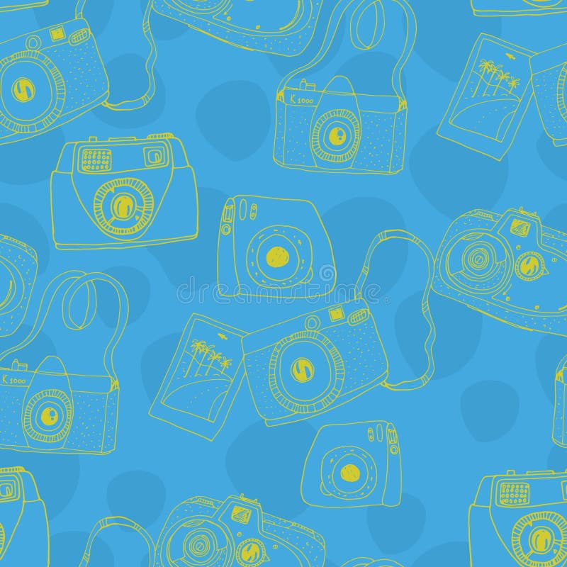 Cute Hand Drawn Old and New Cameras. Best Summer Memories. Stock ...