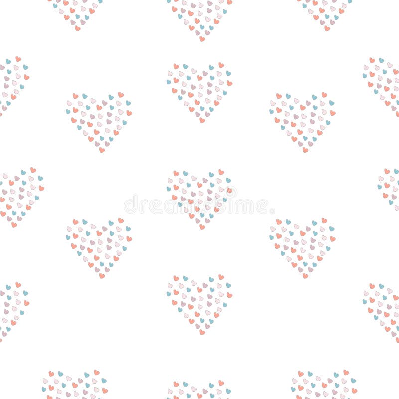 Cute Hand Drawn Pattern with Grouped Small Hearts Stock Illustration ...
